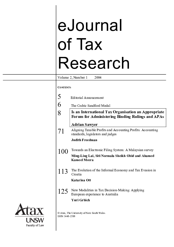 (PDF) Is an International Tax Organisation an Appropriate Forum for ...