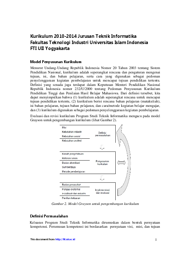 (PDF) Fakultas Teknologi Industri Universitas Islam Indonesia FTI UII ...
