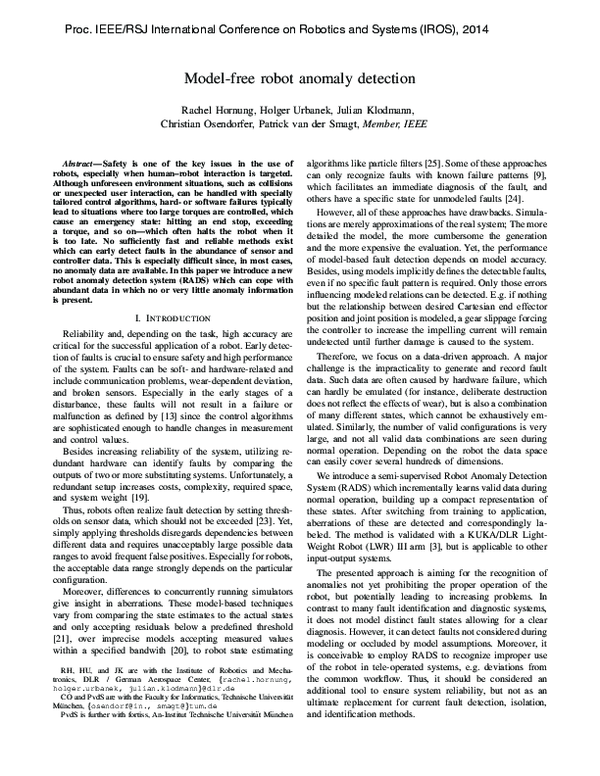 Pdf Model Free Robot Anomaly Detection