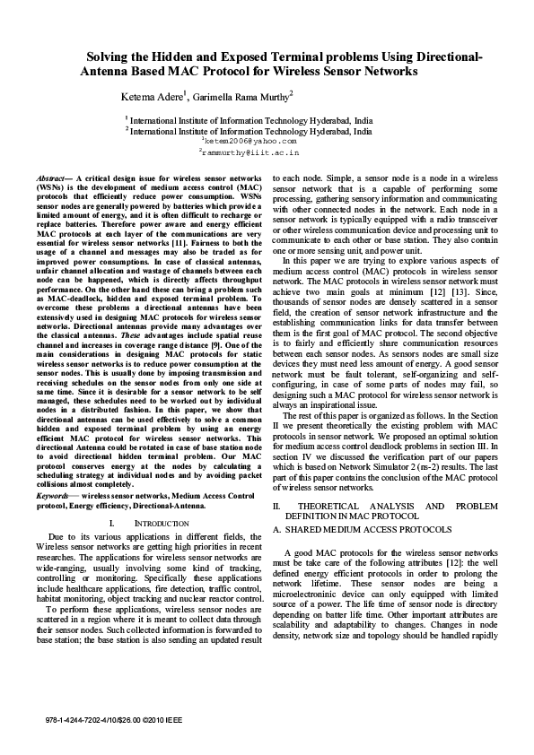 (PDF) Solving the Hidden and Exposed Terminal problems Using ...