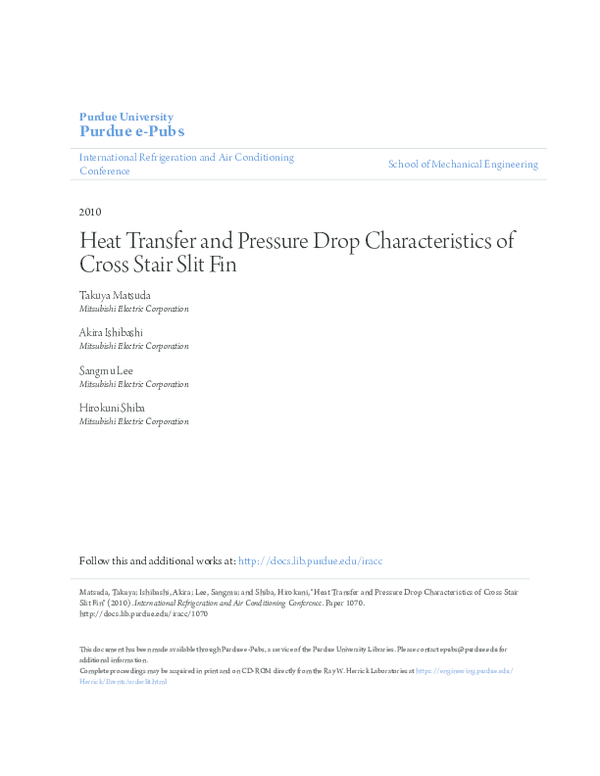 (PDF) Heat Transfer and Pressure Drop Characteristics of Cross Stair ...