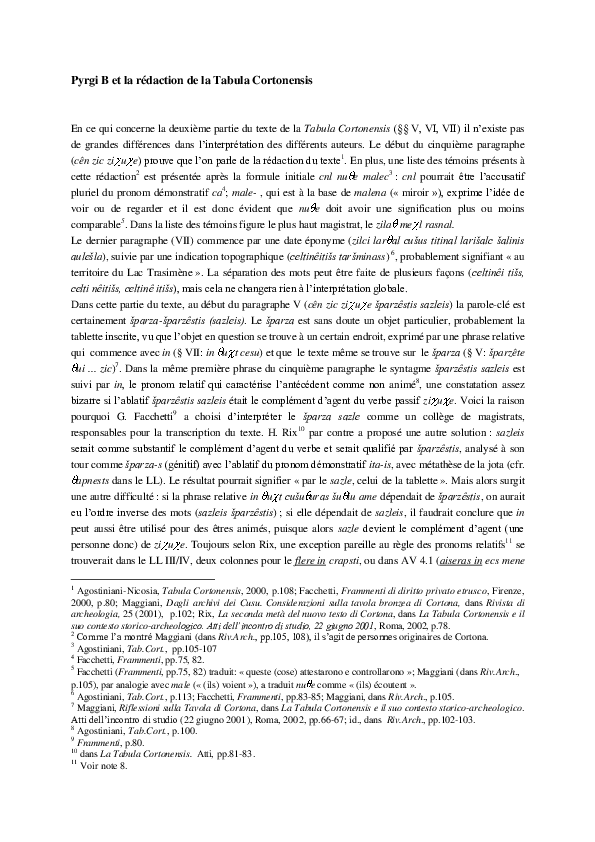 (PDF) Pyrgi B et la rédaction de la Tabula Cortonensis