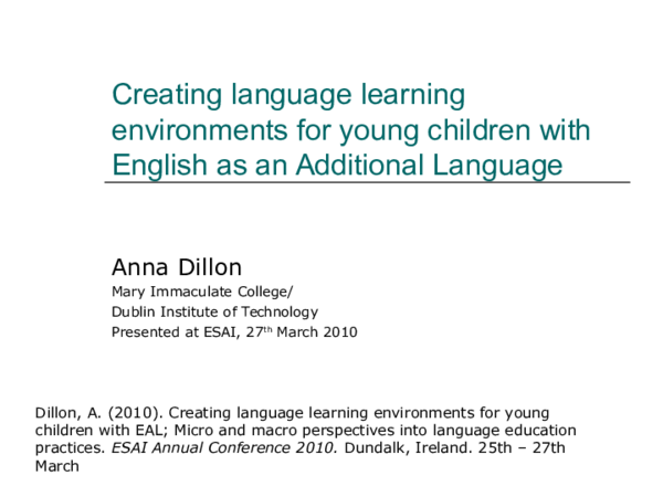(PPT) Creating language learning environments for young children with ...