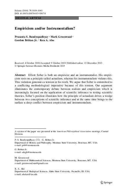 (PDF) Empiricism and/or Instrumentalism?