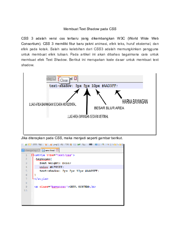(DOC) Membuat Text Shadow pada CSS