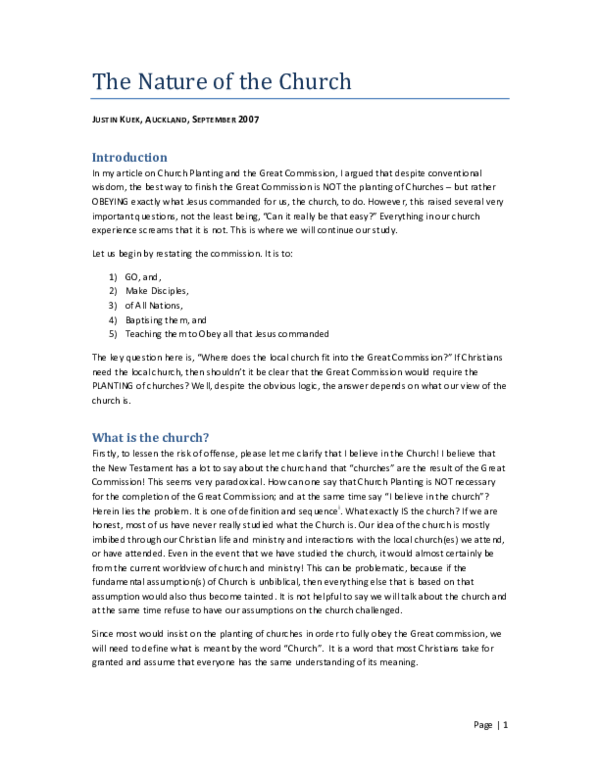 (PDF) The Nature of the Church
