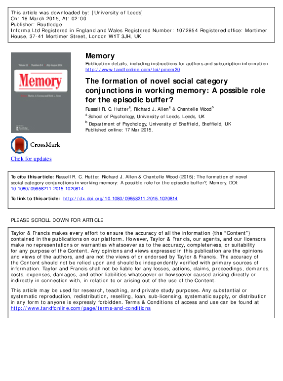 (PDF) The Formation of Novel Social Category Conjunctions in Working Memory: A Possible Role for ...