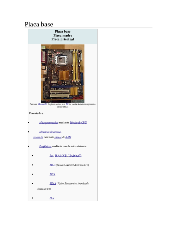 (DOC) Placa base Placa base Placa madre Placa principalter