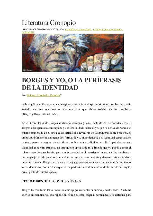 (PDF) Borges y yo, o la perífrasis de la identidad