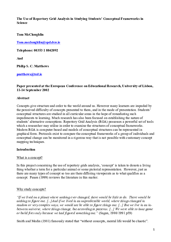 (PDF) The Use of Repertory Grid Analysis in Studying Students ...