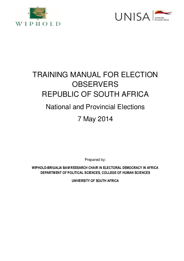 (PDF) TRAINING MANUAL FOR ELECTION OBSERVERS REPUBLIC OF SOUTH AFRICA ...