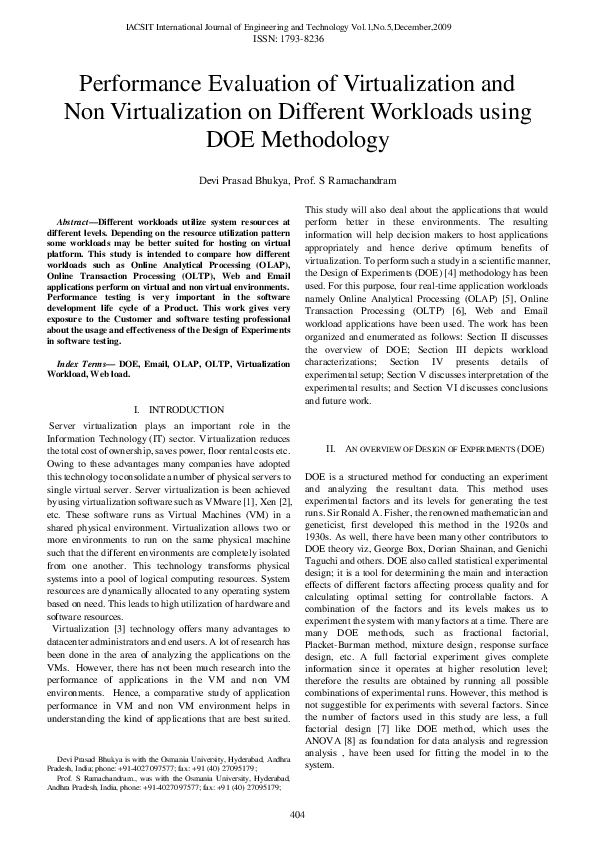 (PDF) Performance Impact of Virtualization and Non Virtualization on Different Workloads using ...