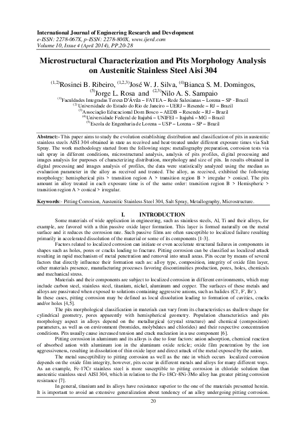 (PDF) Microstructural Characterization and Pits Morphology Analysis on Austenitic Stainless ...