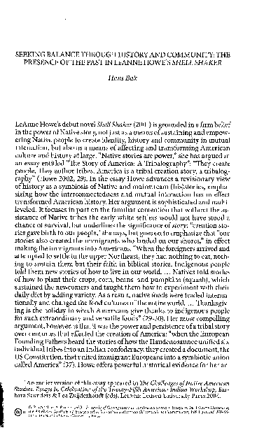 (PDF) Seeking Balance Through History and Community: The Presence of ...