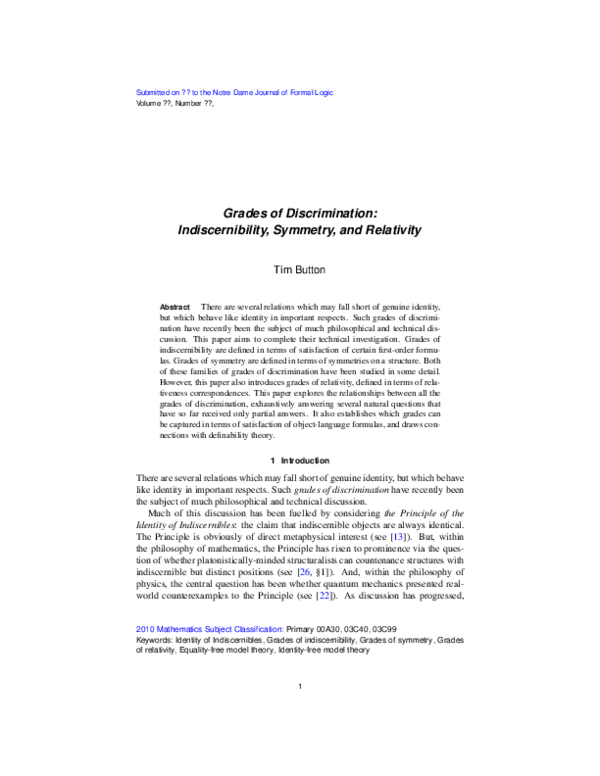 Grades of Discrimination: Indiscernibility, symmetry, and relativity