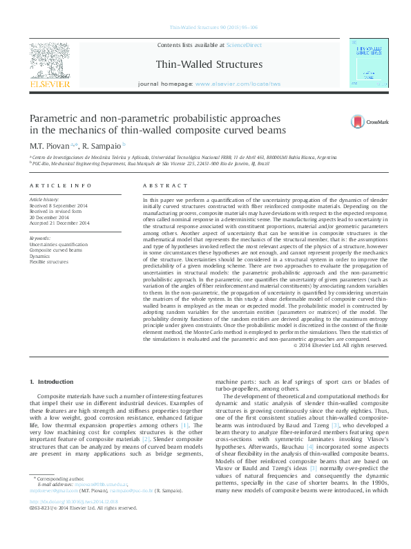 (PDF) Parametric and non-parametric probabilistic approaches in the mechanics of thin-walled ...