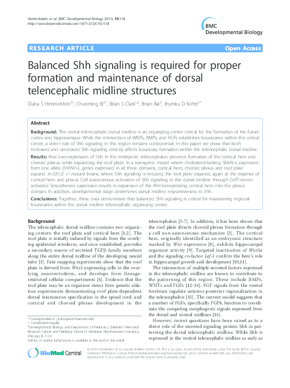 (PDF) Balanced Shh signaling is required for proper formation and ...