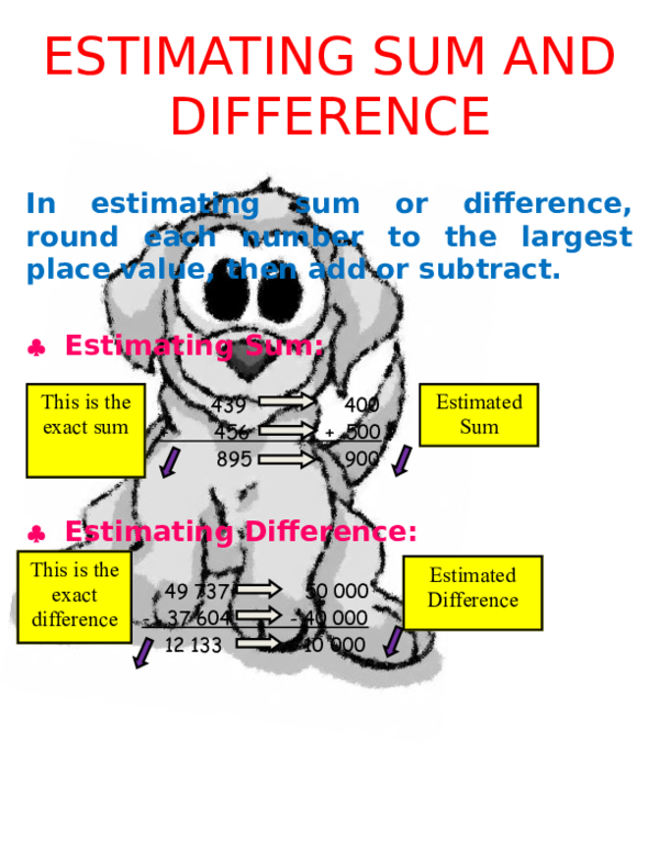 (DOC) ESTIMATING SUM AND DIFFERENCE