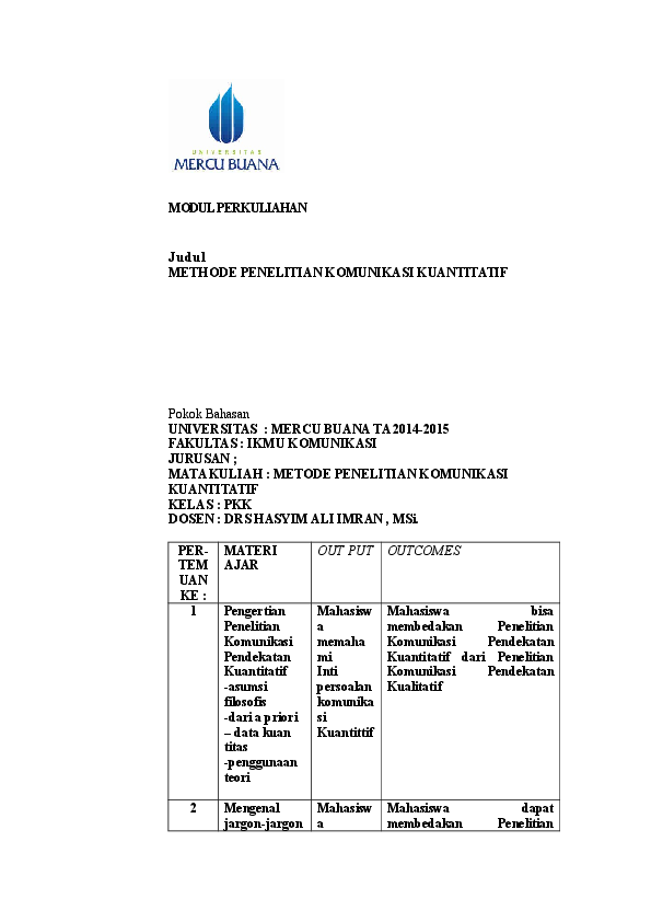 (DOC) Modul 5 Metode Penelitian Pendekatan Kuantitatif