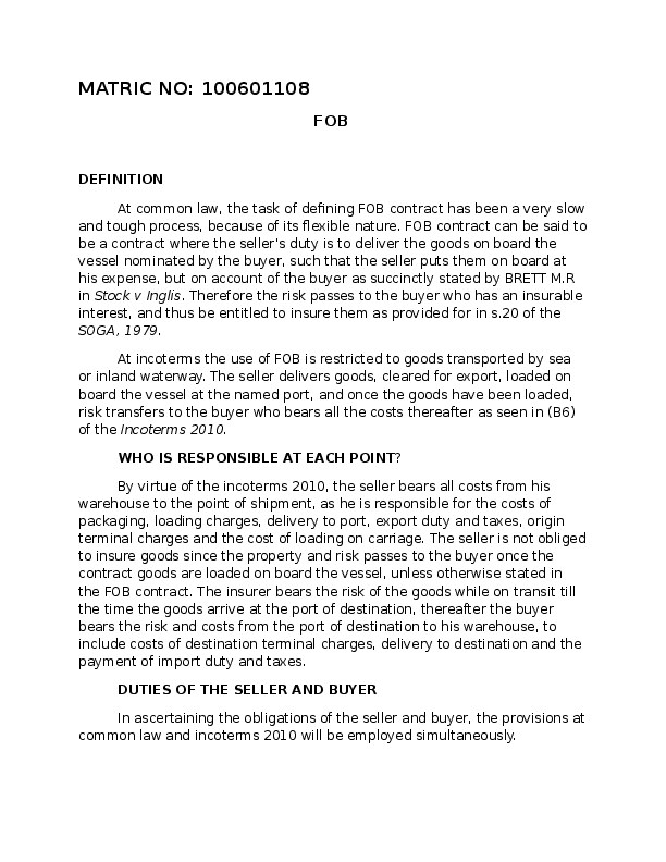 (DOC) FOB and CIF contract.