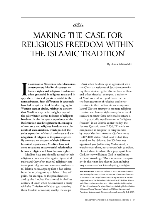 (PDF) Making the Case for Religious Freedom