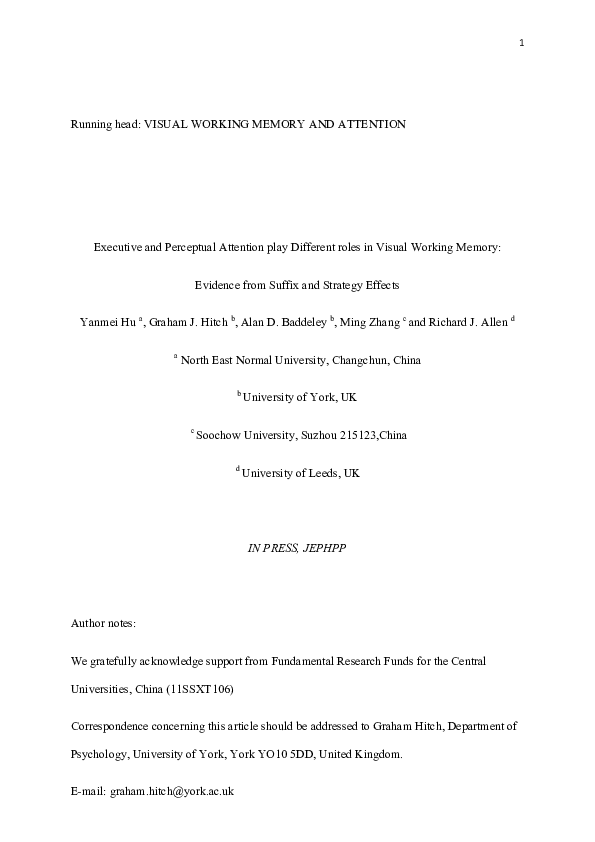 Executive and Perceptual Attention play Different roles in Visual ...