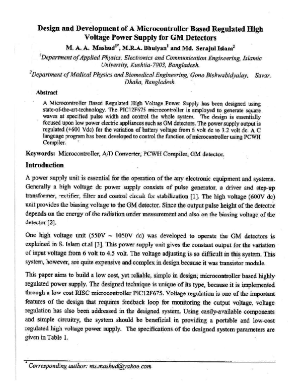 Pdf Design And Development Of A Microcontroller Based Regulated High