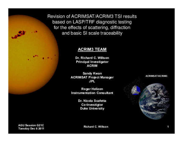 (PDF) Revision of ACRIMSAT/ACRIM3 TSI results based on LASP/TRF ...