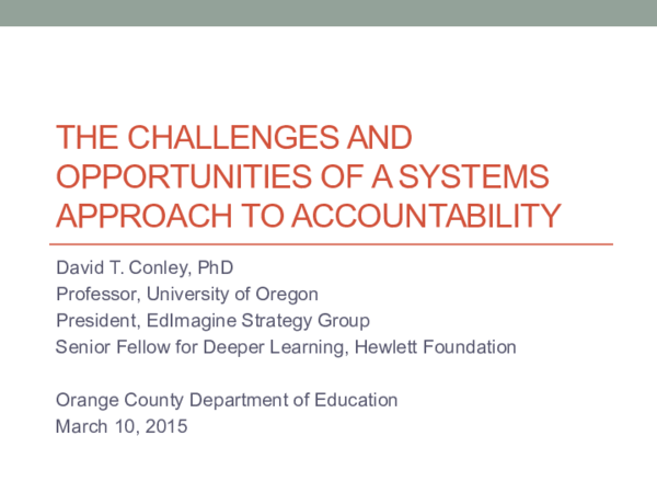 (PPT) The Challenges and Opportunities of New Approaches to Accountability