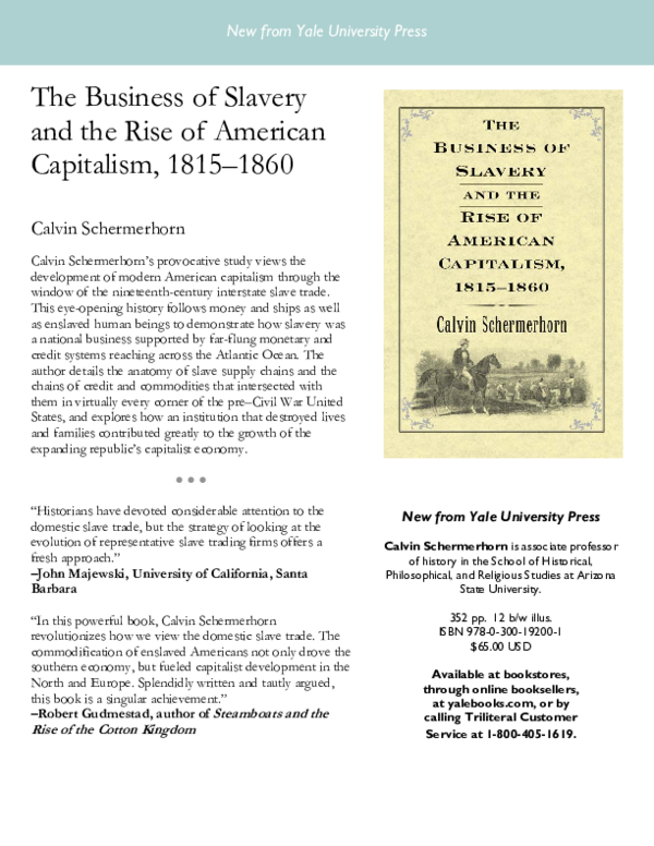 (PDF) The Business of Slavery and the Rise of American Capitalism, 1815 ...