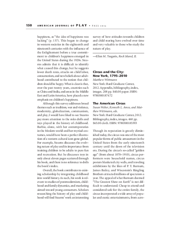 (PDF) Circus and the City: New York, 1793-2010, by Matthew Wittmann ...