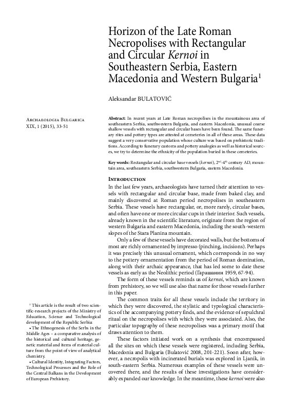 (PDF) Horizon of the Late Roman Necropolises with Rectangular and ...