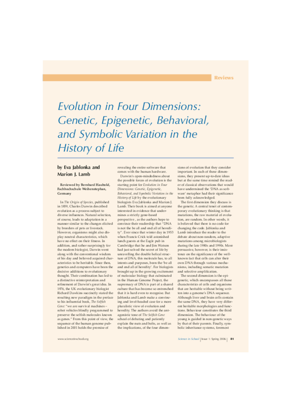 (PDF) Evolution in four dimensions
