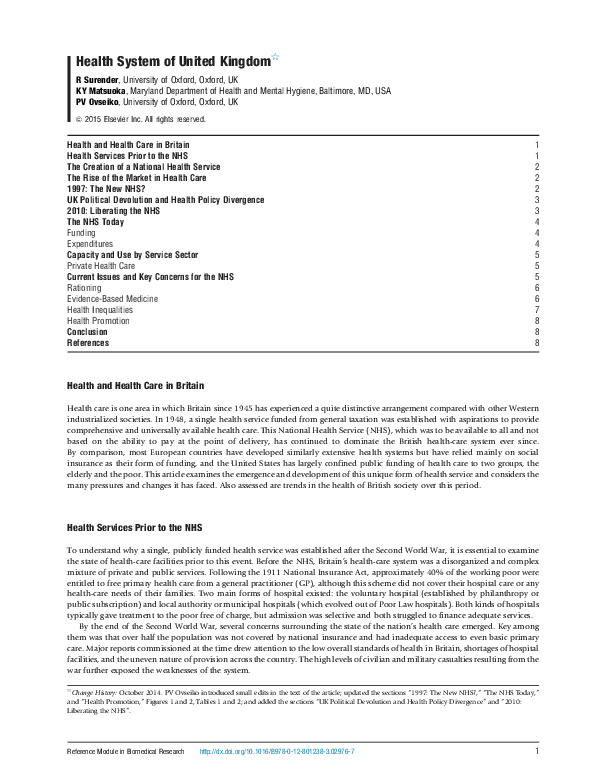 (PDF) Health System of United Kingdom