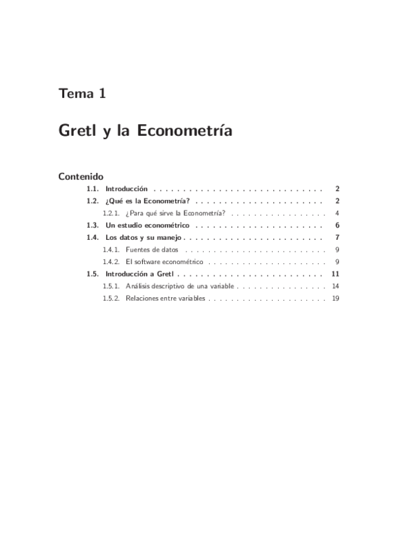 (PDF) Gretl y la Econometría Contenido
