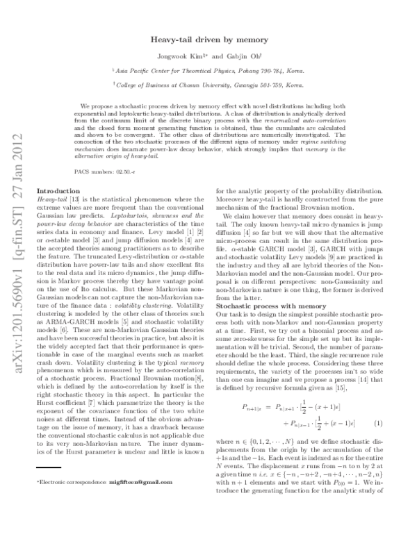 (PDF) Heavy-tail driven by memory
