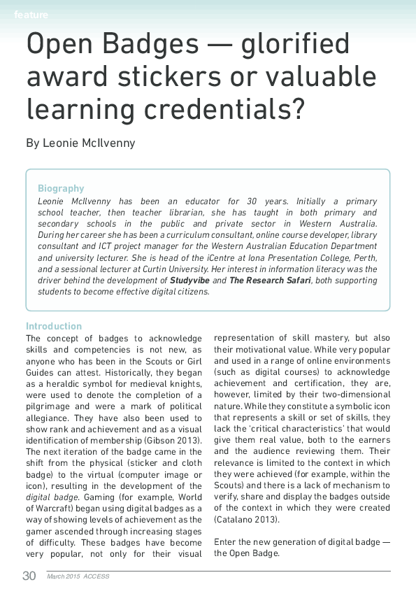 (PDF) Open Badges - glorified award stickers or valuable learning ...