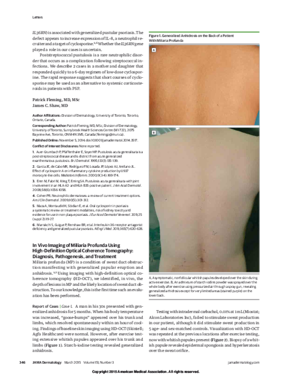 (PDF) In Vivo Imaging of Miliaria Profunda Using High-Def inition ...