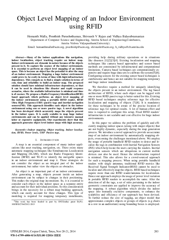 (PDF) Object Level Mapping of Indoor Environment Using RFID