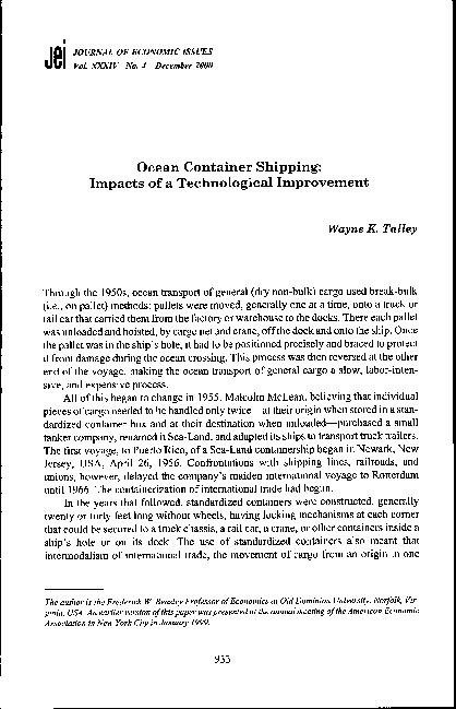 (PDF) Ocean Container Shipping: Impacts of a Technological Improvement