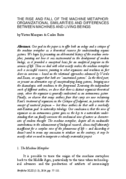 (PDF) THE RISE AND FALL OF THE MACHINE METAPHOR: ORGANIZATIONAL ...