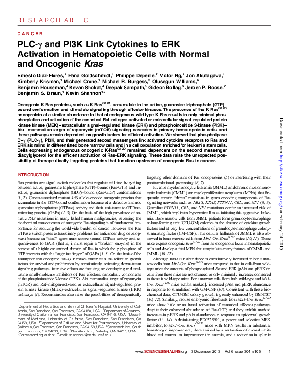 (PDF) RESEARCH ARTICLE CANCER PLC-g and PI3K Link Cytokines to ERK ...