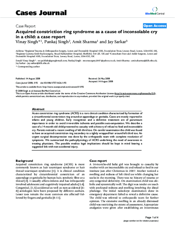 (PDF) Acquired constriction ring syndrome as a cause of inconsolable ...