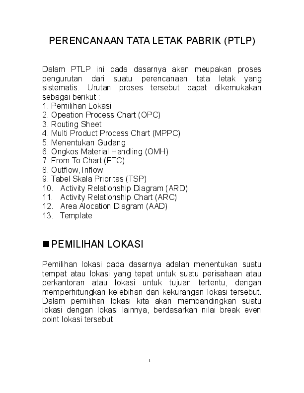 (DOC) PERENCANAAN TATA LETAK PABRIK (PTLP