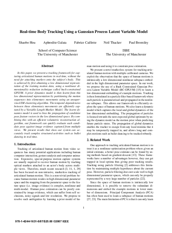 Pdf Real Time Body Tracking Using A Gaussian Process Latent Variable