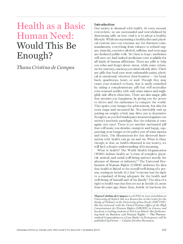 (PDF) Health as a Basic Health Need – Would this be enough?