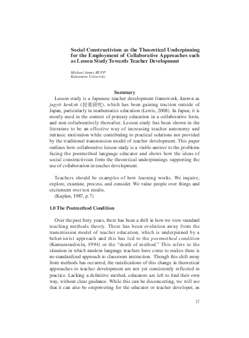 Pdf Social Constructivism As The Theoretical Underpinning For The Employment Of Collaborative