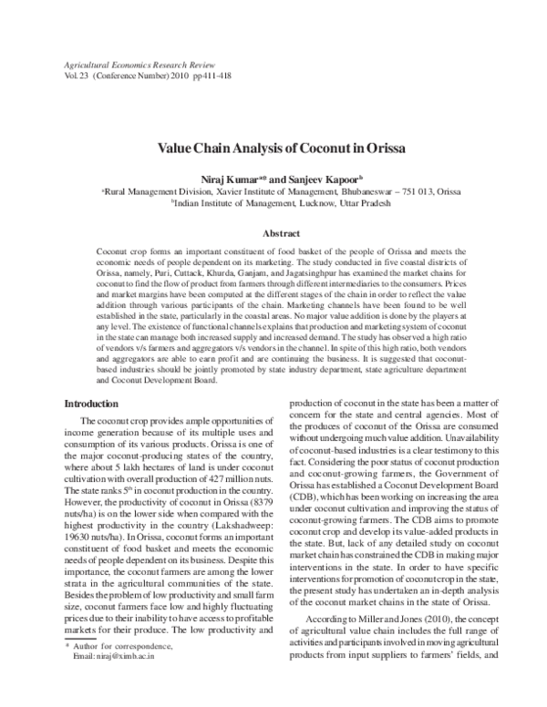 (PDF) Value Chain Analysis of Coconut in Orissa
