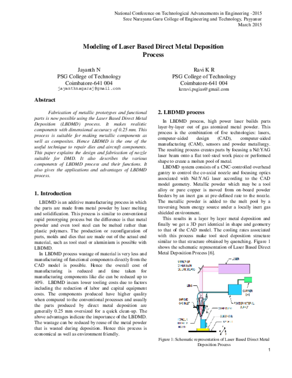 (PDF) MODELLING OF LASER BASED DIRECT METAL DEPOSITION