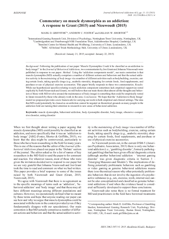 (PDF) Griffiths, M.D., Foster, A.C. & Shorter, G.W. (2015). Muscle ...